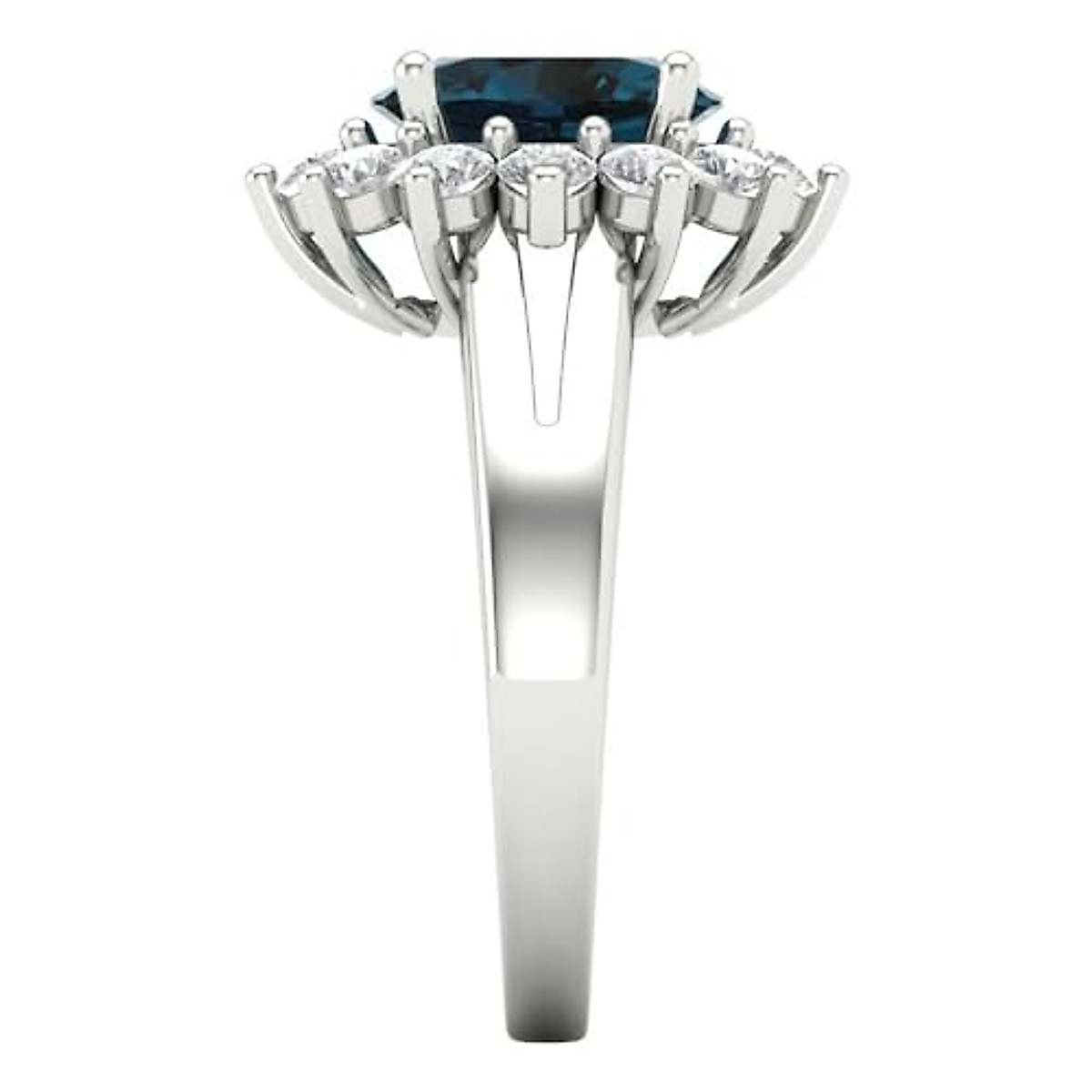 Clara Pucci 2.36 ct Oval Cut Solitaire Halo Natural London Blue Topaz Engagement Promise Anniversary Bridal Ring 18K White Gold 8.25