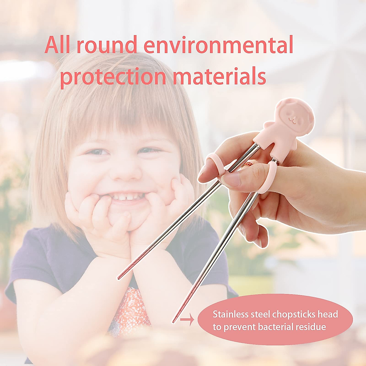 2 Pairs Training Chopsticks with Case Learning Chopstick Helper Stainless Steel Reusable Metal Beginner Chopsticks Pink and Blue