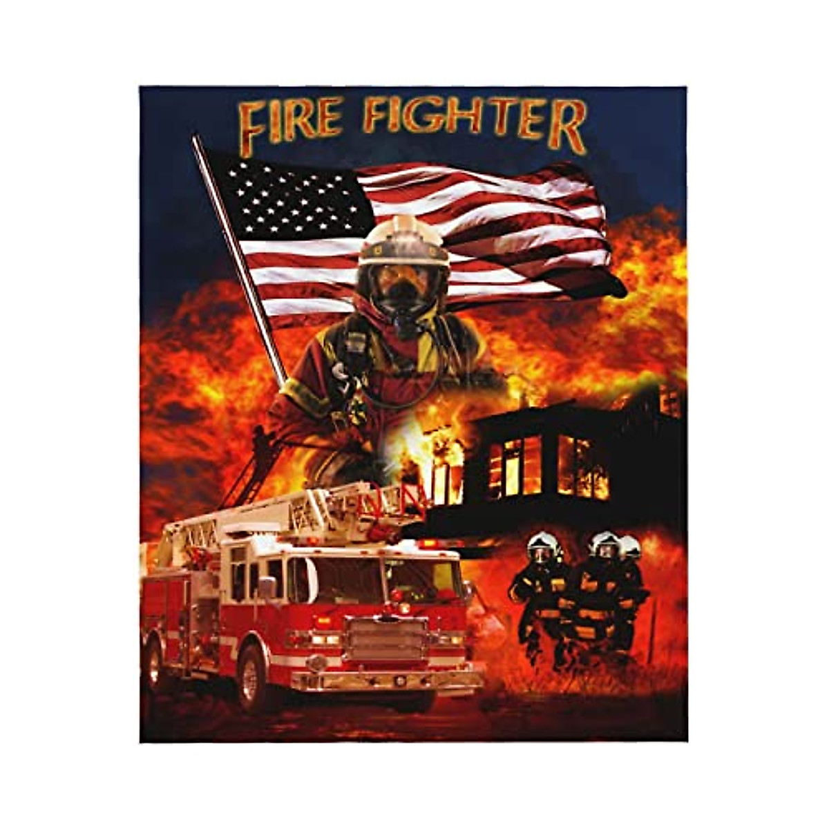 Firefighter Blanket Fireman Gifts for Men Fire Fighter Hero Fire Blanket Soft Fuzzy Warm Plush Flannel Throw Blankets for Sofa Couch Bed 50"X60"