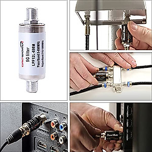 GROWORD-5G LTE Filter for TV Antenna Signal Purifier-Improve Digital HDTV Antenna and Amplifier Signals-4G/5G RF Filter Reduce Interference from Cell Phone Towers&Transmitters Frequency Range 5-698Mhz