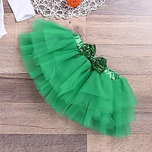 XFGLCK Newborn Baby Girls My 1st St.Patrick's Day Outfit Shamrock Rompers+ Tutu Tulle Skirt + Headband Outfits Set (Green, 0-3 Months)