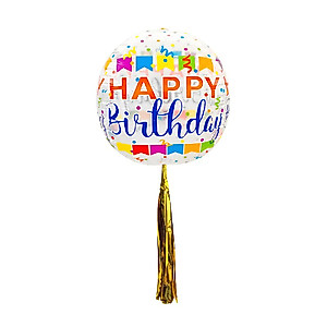 22”Bobo Balloons Printed "HAPPY BIRTHDAY" 4D Balloons Shiny Gold Tassels Happy Birthday for Party Decoration Supplies