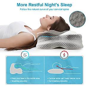 NPET Cervical Pillow for Neck Pain Relief, Hollow Design Ergonomic Memory Foam Pillow with Skin-Friendly Pillowcase, Adjustable Cervical Support for Side Back Stomach Sleepers