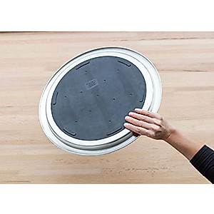Service Ideas TR1614SR Tray with Top and Bottom Built in Non-Slip Rubber Inserts, 14" Round, Dishwasher Safe, Stainless Steel