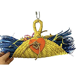 Bonka Bird Toys 950 Foraging Taco Shredding Parrot Toy, Brightly Colored Natural Raffia and Palm Leaf. Quality Product Hand Made in The USA.