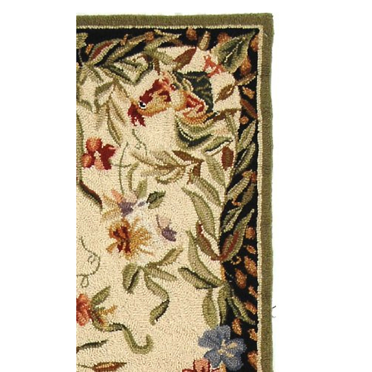 SAFAVIEH Chelsea Collection 2'6" x 10' Cream / Black HK92A Hand-Hooked French Country Wool Runner Rug