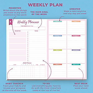 Clever Fox Weekly Desk Planner – Desktop Weekly To Do List Notepad & Planning Pad for Boosting Productivity, 50 Tear Off Weekly Journal Sheets, Size: 8.5" x 11" – Pink