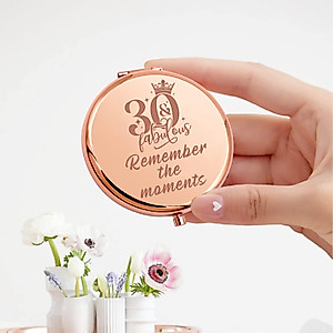 KEYCHIN 30th Birthday Pocket Mirror Happy 30 Year Old Birthday Gifts Remember The Moments 30th Compact Mirror for Sister Wife Friend Coworker (30th-RG)