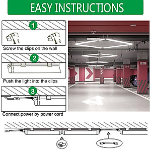 HOLDWILL 6 Pack T5 Integrated Single Fixture, 4FT 20W Linkable LED Shop Light Milky Cover,White Daylight 6500k 2200lm T5 Tube Lights for Garage Office Warehouse or Under Counter,Plug and Play