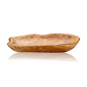 Jovivi Natural Fir Root Wood Dish Bowl, Handmade Wood Serving Platter Tray Plate,Wooden Plates for Sandwich Bread Fruit Salad Snack Dough Candy Serving Appetizer Display (11.4"x7.5")