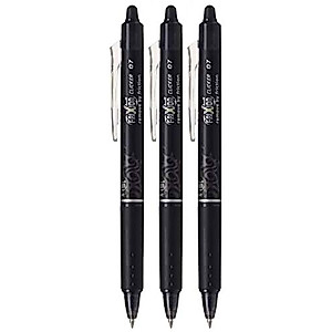 PILOT FriXion Ball Clicker Retractable Erasable Gel Pen, Fine Point, 0.7mm, Black Ink, 3 Count