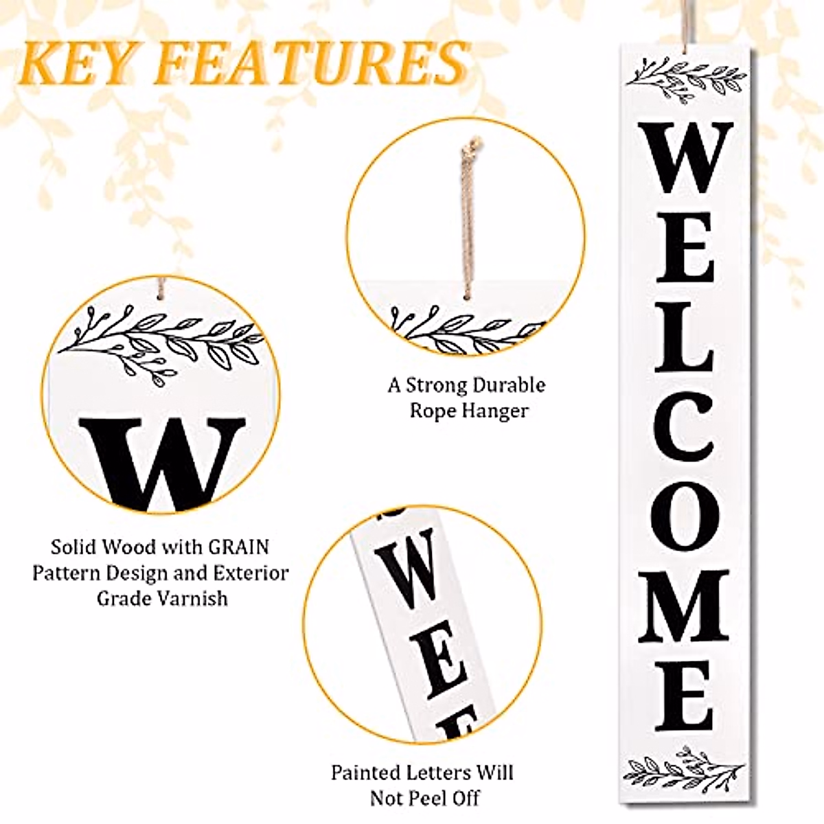 4.75 Ft Welcome Sign for Front Door-Vertical Welcome Home Sign -Yard Porch Sign for Front Door Decorations and Best House Warming Gifts