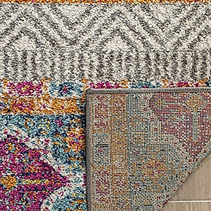 SAFAVIEH Madison Collection 9' x 12' GreyIvory MAD614F Colorful Boho Chic Non-Shedding Living Room Bedroom Dining Home Office Area Rug