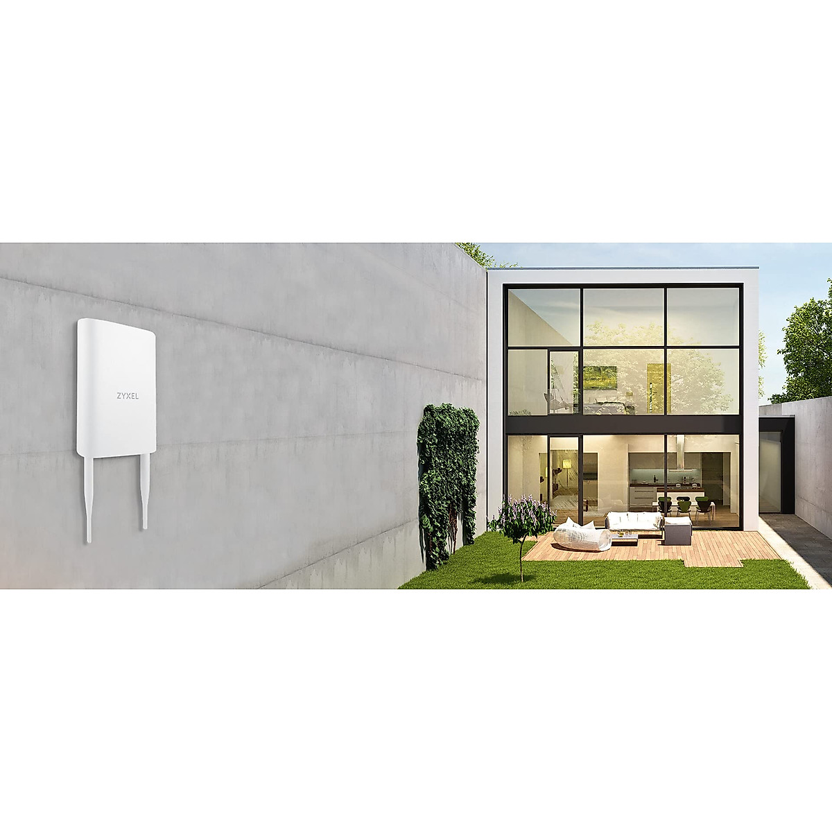 ZyXEL WiFi 6 AX1800 Wireless Gigabit Outdoor Access Point | IP55 Rated | Mesh, Seamless Roaming & MU-MIMO | WPA3-PSK Security | Cloud, App or Direct Management | PoE+ Injector Included | NWA55AXE