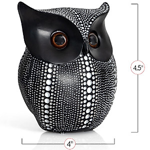 Ornativity Black Owl Statue Figurine - Animal Sculpture Home Decoration for Bedroom Living Room Kitchen Office Bathroom House Decor Figurines 6"