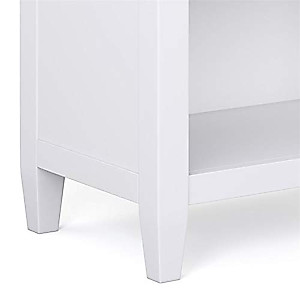 SIMPLIHOME Carlton 24 inches Wide Night Stand, Bedside table, White SOLID WOOD, Rectangle, with Storage, 2 Drawers and 1 Shelf, For the Bedroom, Transitional Modern