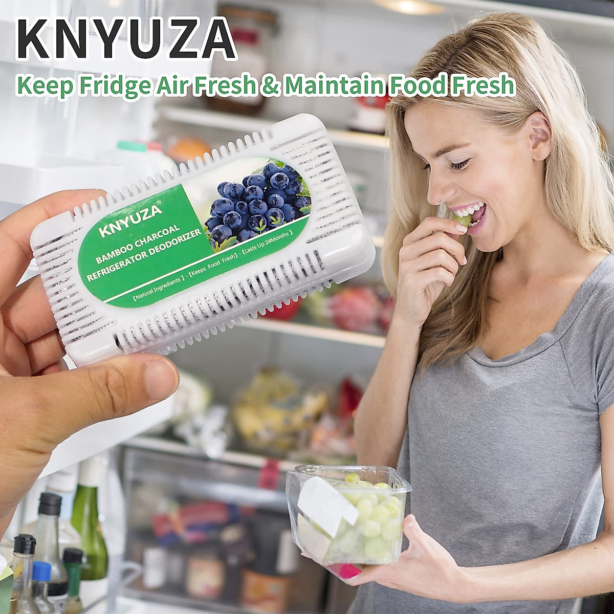 Refrigerator Deodorizer (Pack of 3 Fridge Deodorizers) - Activated Bamboo Charcoal Freezer and Refrigerator Deodorizer Odor Eliminator - Better than Baking Soda