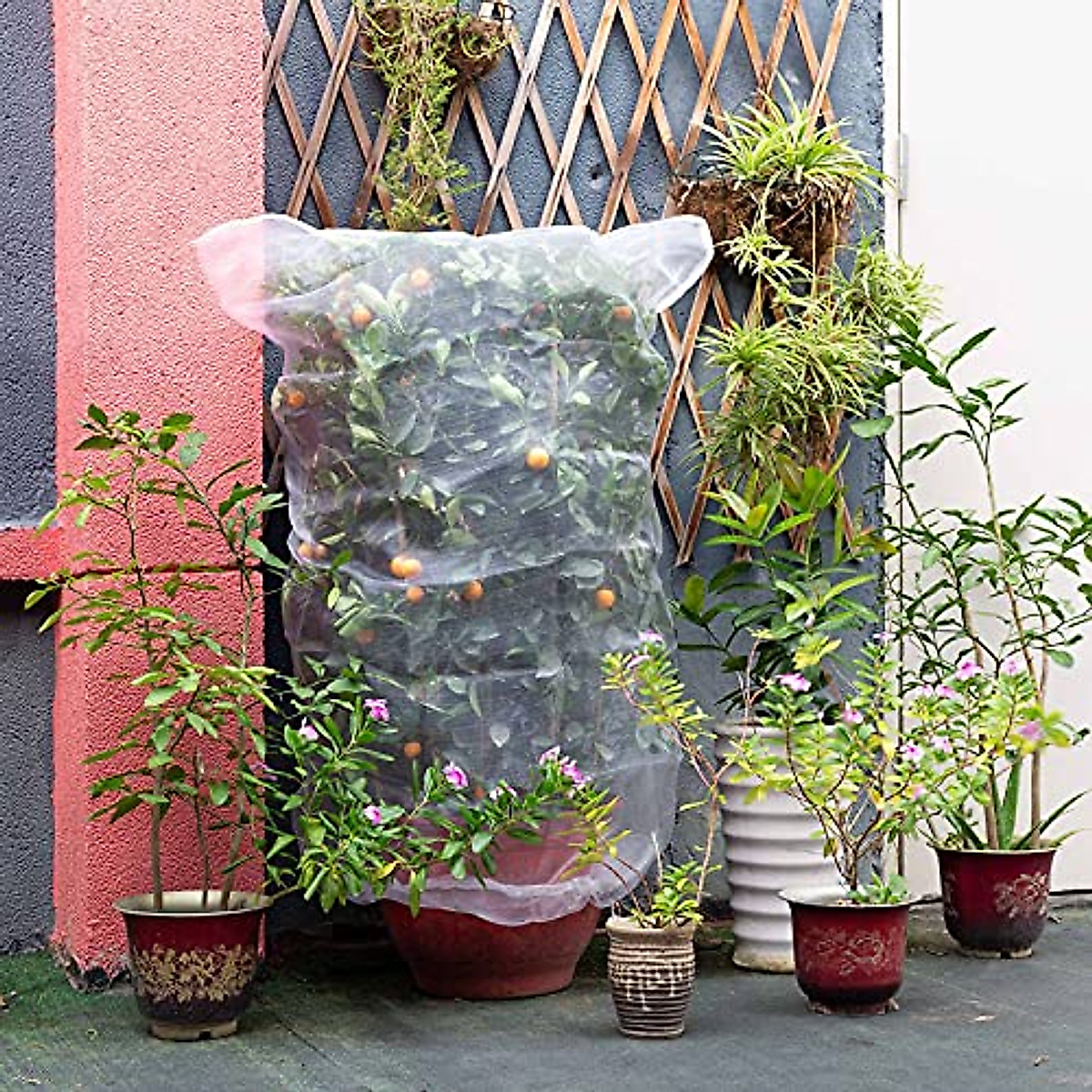 2 Pcs Insect Bird Barrier Netting Bag with Drawstring 2.6 x 3.3ft Garden Netting Bugs Plant Cover for Protect Tomato Blueberry Fruits Flower from Insect Bird Eating