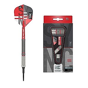 Target Darts Sync 10 20G 80% Tungsten Soft Tip Darts Set, Red, Silver and Black (SYNCSOFT)