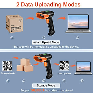 KUIIYER Bluetooth Barcode Scanner, Wireless 2D QR 1D Bar Code Scanners Handheld Barcode Reader with Updated 800 X 600 Pixel CMOS, Plug & Play for Warehouse, Library, Supermarket, Square POS System
