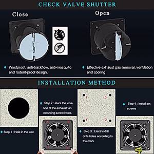 BASOOK 6 Inch Kitchen Exhaust Fan - Powerful and Efficient with Stepless Speed Control. Ideal for Through-Wall Ventilation in Bathroom, Garage, and More. Easy DIY Install.
