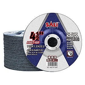 SALI 40 Pack Cut Off Wheel 4.5 Inch General Purpose Metal Depressed Center Cutting Wheel for 4.5" Grinders- Cutting Disc Aggressive Cutting 4.5" x 3/64" x 7/8" Operating Up to RPM 13300 and 80 M/S