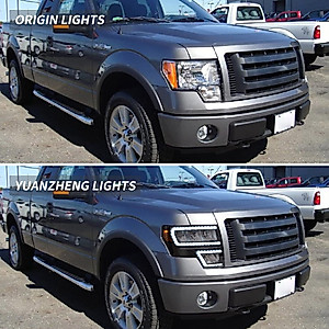 VLAND LED Reflective Bowl Headlights Compatible For [2009-2014 Ford F150 XL, STX, XLT, FX2, Lariat, FX4, King Ranch,SVT Raptor, Platinum] W/Dynamic DRL, Fit Factory Xenon & Halogen Version