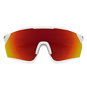 SMITH Ruckus Sunglasses – Shield Lens Performance Sports Sunglasses for Running, Biking, MTB & More – For Men & Women – Matte White + Red ChromaPop Mirror Lens