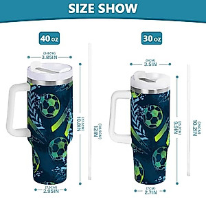 Joisal Abstract Football Grunge Style 40 Oz Tumbler Cup with Straw and Lid Insulated Water Bottle