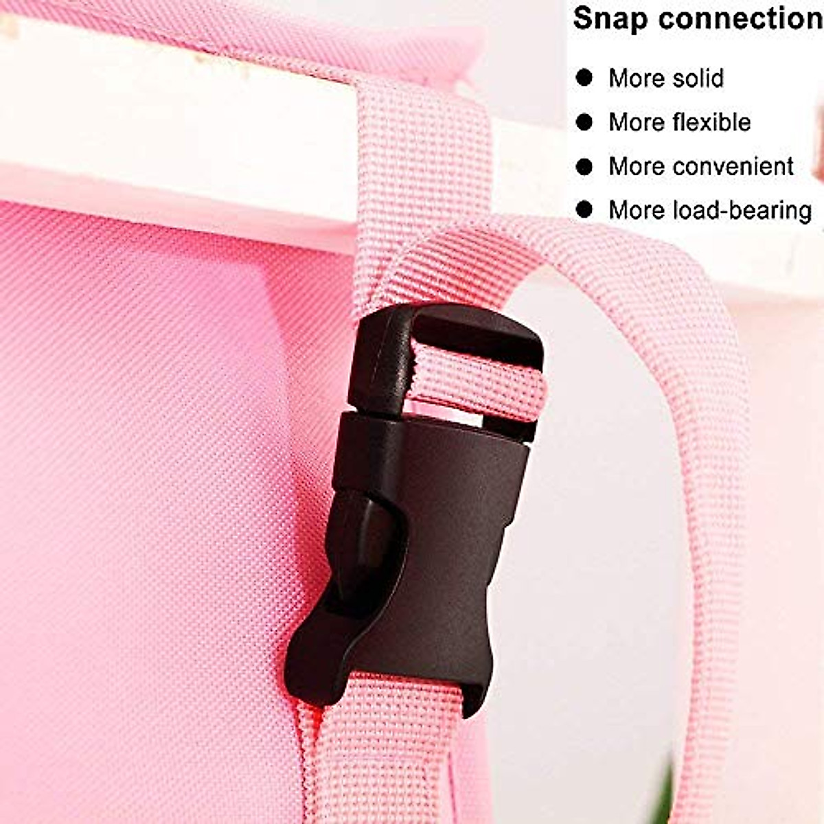 Bedside Caddy Improved With 3 POM Buckles -Hanging Organizer For Phone, Tablet, Accessory&TV Remote - Best For Dorm Room, Bunk Bed, Hospital Bed, Bed Rail, Headboard, Apartment, Bathroom&Travel (Pink)
