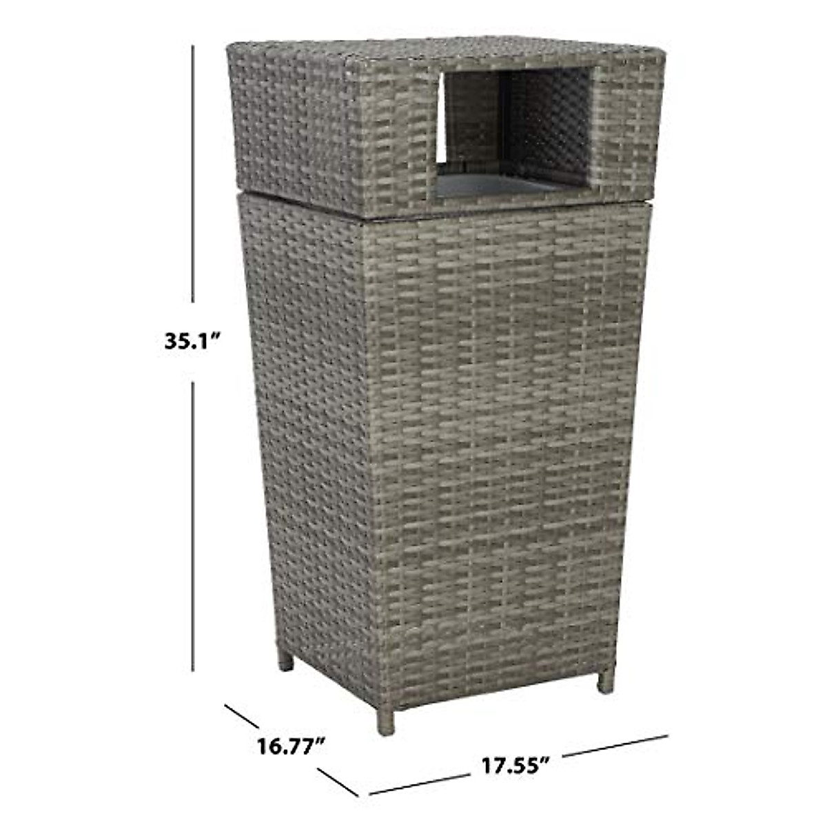 Safavieh Outdoor Collection Mazeli Grey Wicker Trash Bin