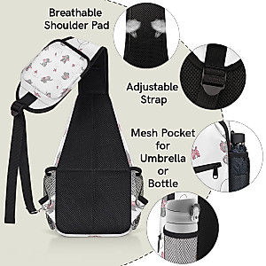 Elephant Butterfly Sling Bag Crossbody Sling Backpack Water Resistant Shoulder Bag Outdoor Travel Hiking Chest Bag Daypack for Women Men Unisex