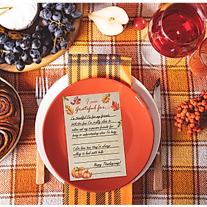 50 Pcs Thanksgiving Table Place Cards Fill in Gratitude Cards Harvest I Am Thankful For Card Autumn Dinner Settings Wedding Fall Party Supplies Decor