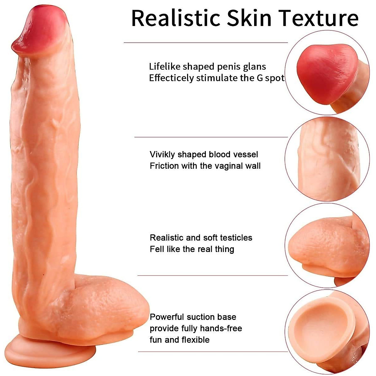 7.1 inches Hidden Packing Silicone Suction Cup Realistic Classic Dick Wand with Strong Suction Cups for Men and Women or Men's and Women's Games-N75