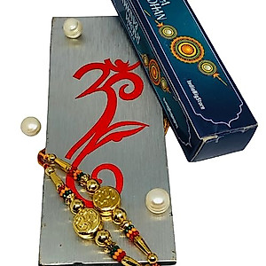 TheNext7 OM Rakhi for Brothers, Om Design Rakhi Thread Raksha Bandhan Gift for Your Brother Vary Color and Multi Design - Set of 2