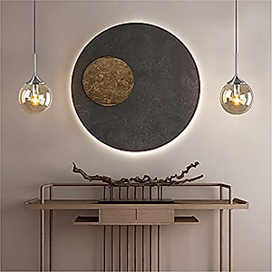 KCO Lighting Modern Glass Globe Pendant Light Nordic Brushed Nickel Pendant Lights Single Glass Ball Chandelier Adjustable Hanging Light Fixtures Kitchen Pendant Lighting Over Island (Amber)