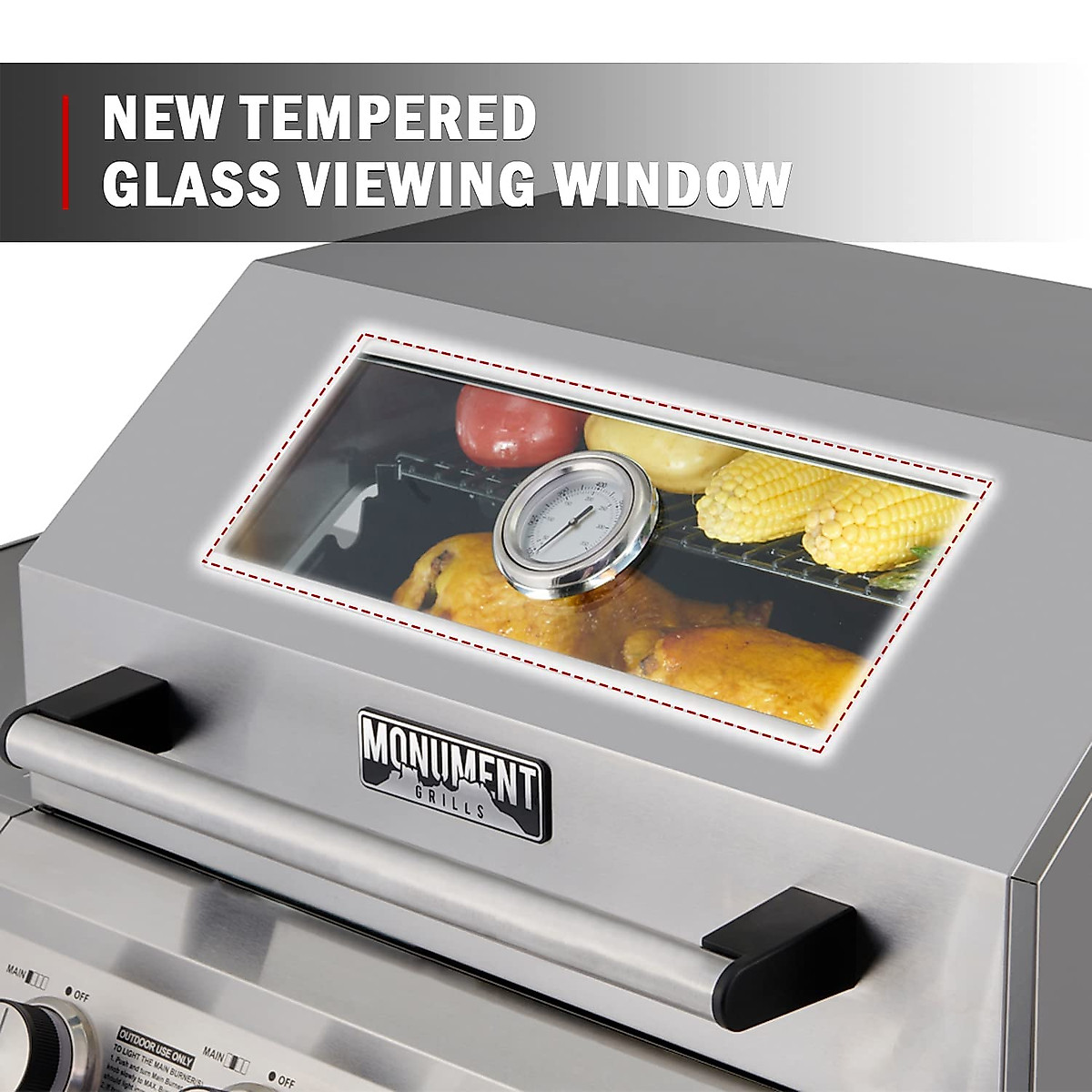 Monument Grills Larger 3-Burner Propane Gas Grills Barbeque Stainless Steel Heavy-Duty Cabinet Style with BBQ Cover (2 Items)