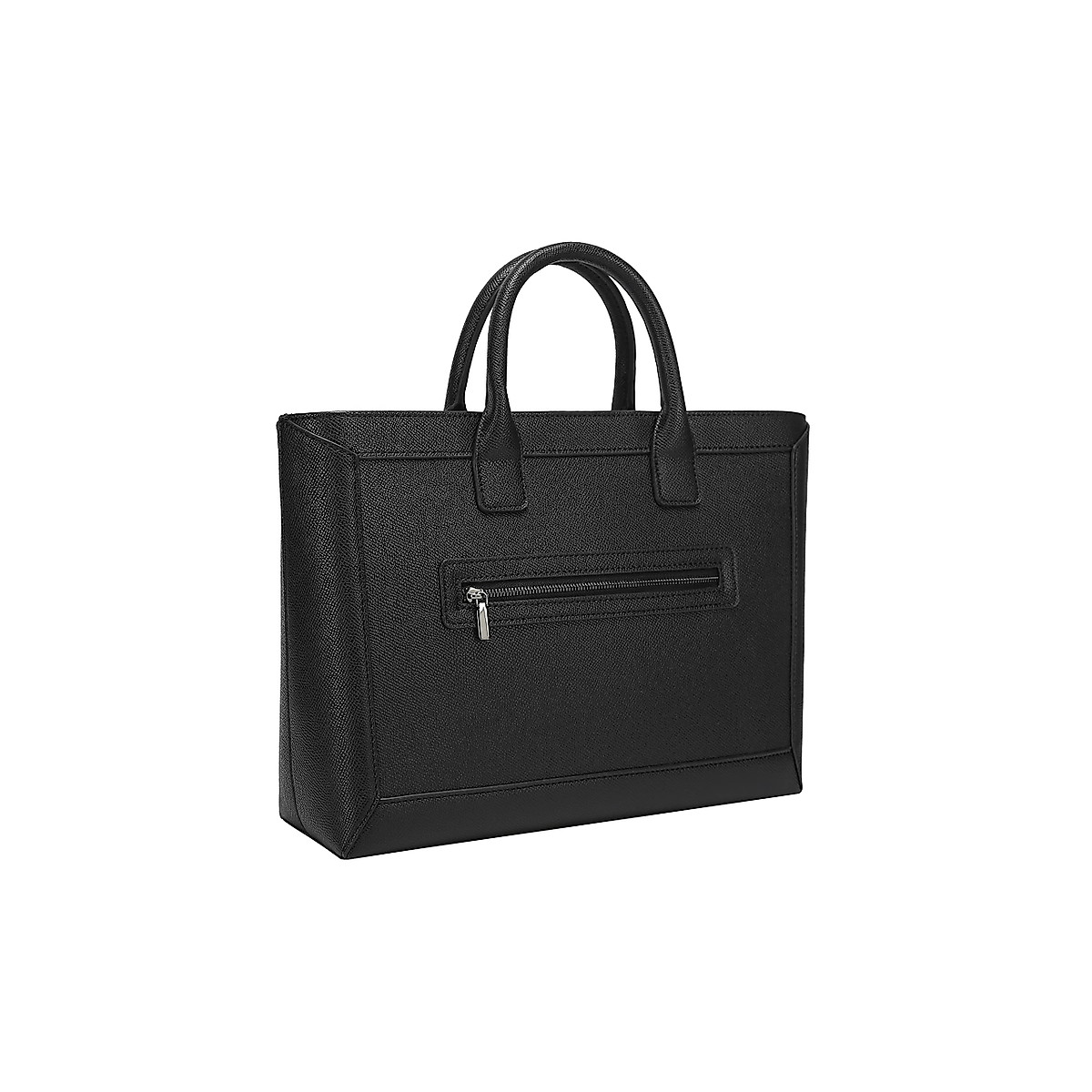 Daisy Rose Tote Shoulder Bag with Front Zipper - PU Vegan Leather - BLACK