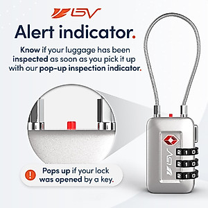 TSA Accepted Luggage Travel Lock, Set-Your-Own Combination Lock for School Gym Locker, Luggage Suitcase Baggage Locks, Filing Cabinets, Toolbox, Case (Silver, 1 Pack)