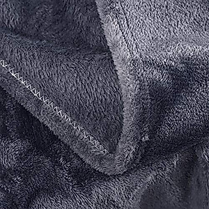 TROCHIN Fleece Blanket Throw Size Grey Lightweight Super Soft Cozy Luxury Bed Blanke（Dark Grey）