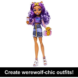 Monster High Skulltimate Secrets Fearidescent Series Doll & Accessories Set, Clawdeen Wolf with Dress-Up Locker & 19+ Surprises
