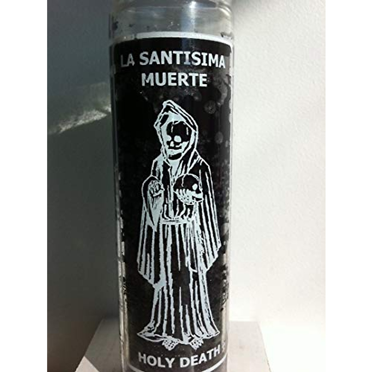 Holy Death (Santa Muerte) 7 Day Black Unscented Candle in Glass