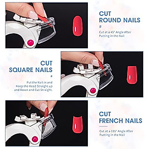 Setgnur Acrylic Nail Clippers for Acrylic Nails, Adjustable Acrylic Nail Cutters for Nail Tips with Sizer, Professional Fake Nail Cutter Nail Trimmer Manicure Tool for Home Nail Salon（White）