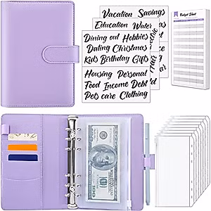 Sooez Budget Binder with Zipper Envelopes & Expense Budget Sheets, Money Organizer for Cash, Cash Envelopes for Budgeting, Savings Binder, Budget Binder with Cash Envelopes,Cash Wallet Envelope System