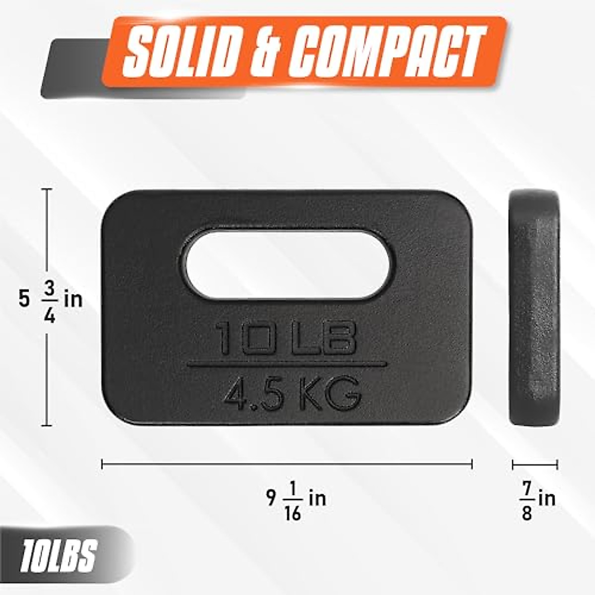 Yes4All Cast Iron Ruck Plate, Weighted Plate for Rucking, Swings, Squat, Strength Training, Fitness Workout, and Home Exercises - 10LBS