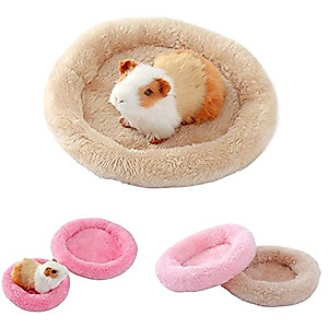Hamster Bed Soft Warm Cushion Mini Cage Hamster Rat Mat Small Animal Cage Cotton Mat Squirrel Sleeping Bed Guinea Pig Bed Pads(L,Light Brown)