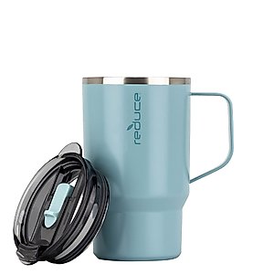 Reduce Travel Coffee Mug, 18 oz - Insulated Mug for Hot Tea, Coffee and Other Hot Drinks - With Flo-Motion Lid and Handle - Single-Serve and Cupholder Friendly - Eucalyptus