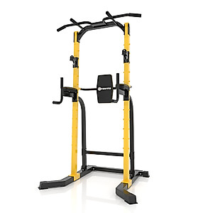 ZENOVA Power Tower Pull Up Bar Station, Pull Up Tower Dip Station for Home Fitness Exercise,Multi-Function Workout Equipment Squat Rack (Yellow)