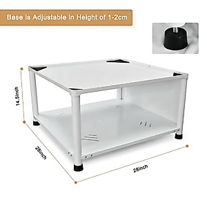 CMXIKJ Laundry Pedestal 28", Adjustable Height Metal Steel Base with Storage Shelf, Universal Fit Pedestal for Washer and Dryer, 28 x 28 x 14.5 Inch (White)