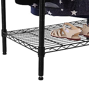 Homdox Free Standing Closet, Wire Shelving Clothing Rack Heavy Duty, with Side Hooks and Clothes Rods (Black)